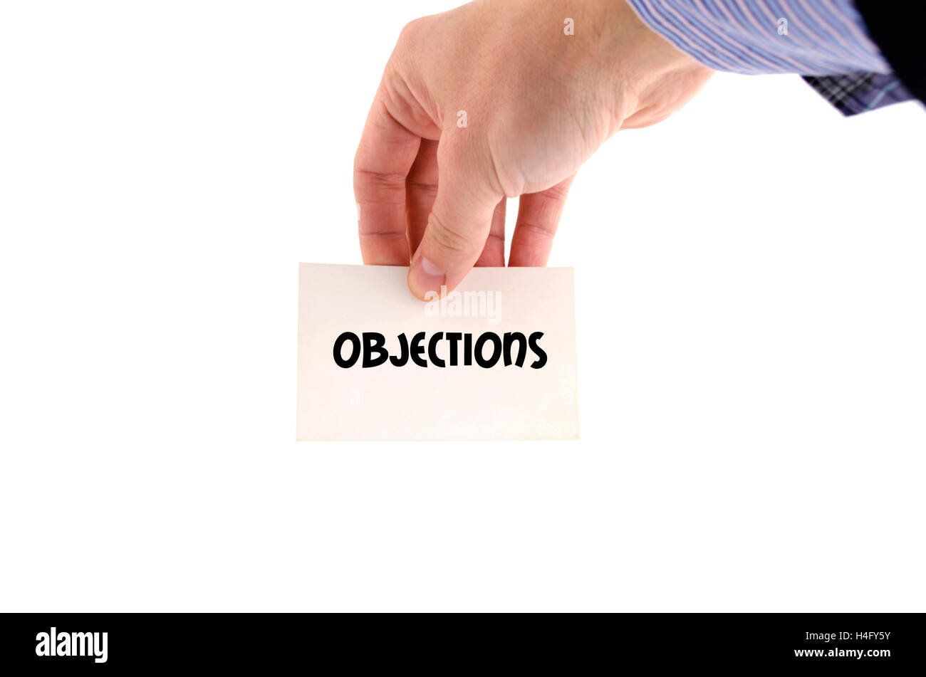 Objections text concept isolated over white background Stock Photo - Alamy