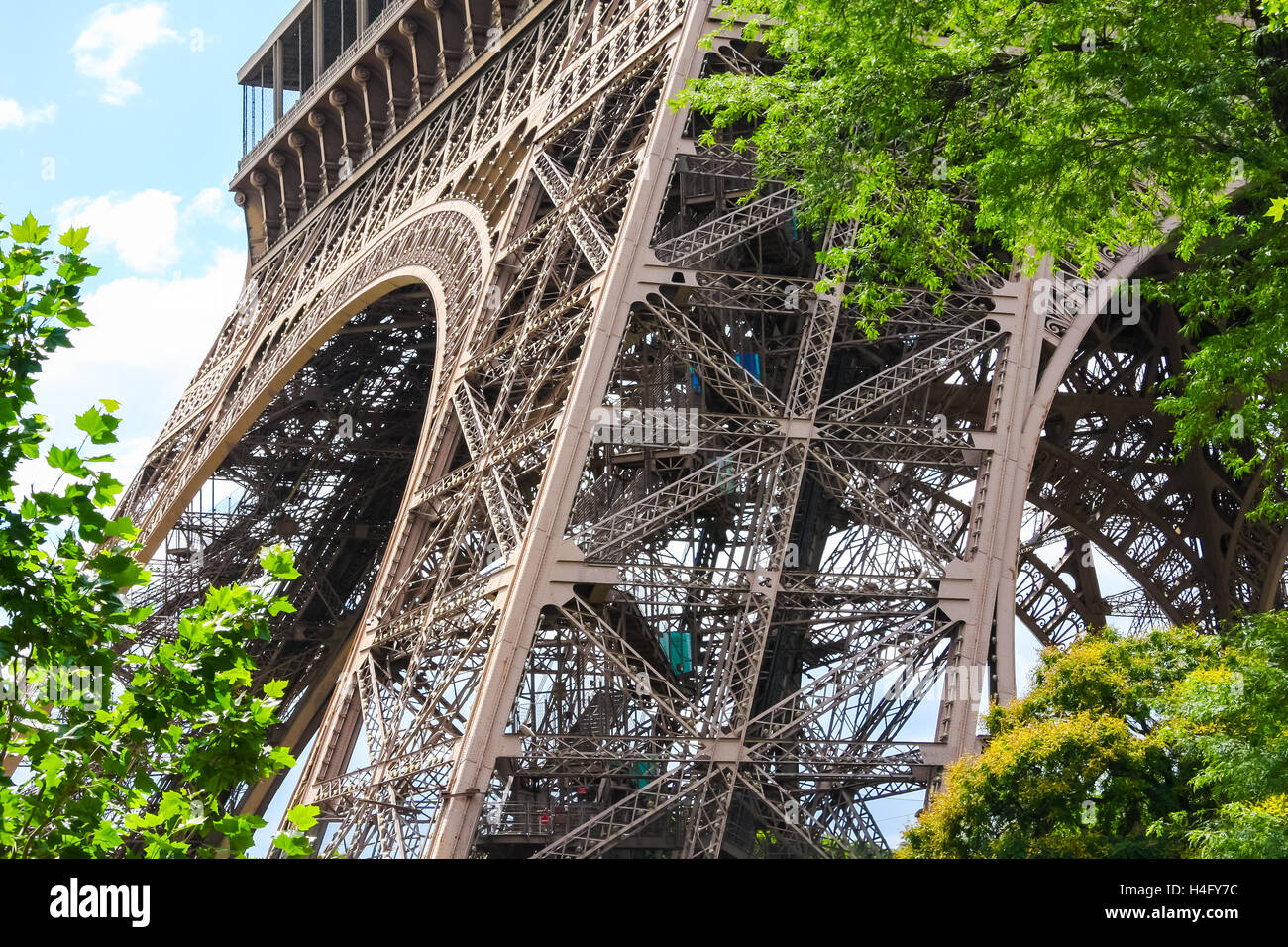Eiffel Tower, up close with detail of construction, Paris, France Stock ...