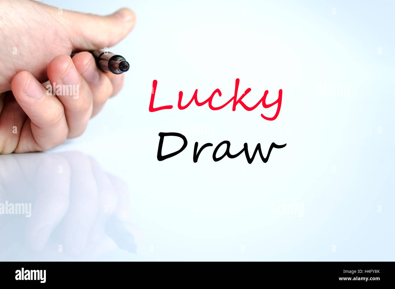 Lucky draw text concept isolated over white background Stock Photo - Alamy