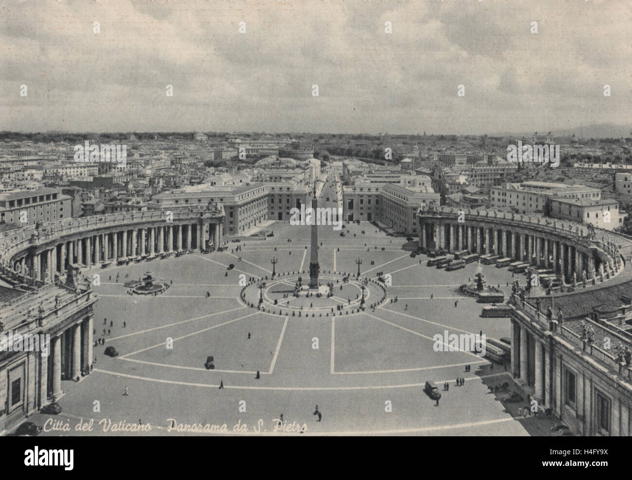 Saint Peters Square Vatican City circa 1943 from a vintage postcard of ...