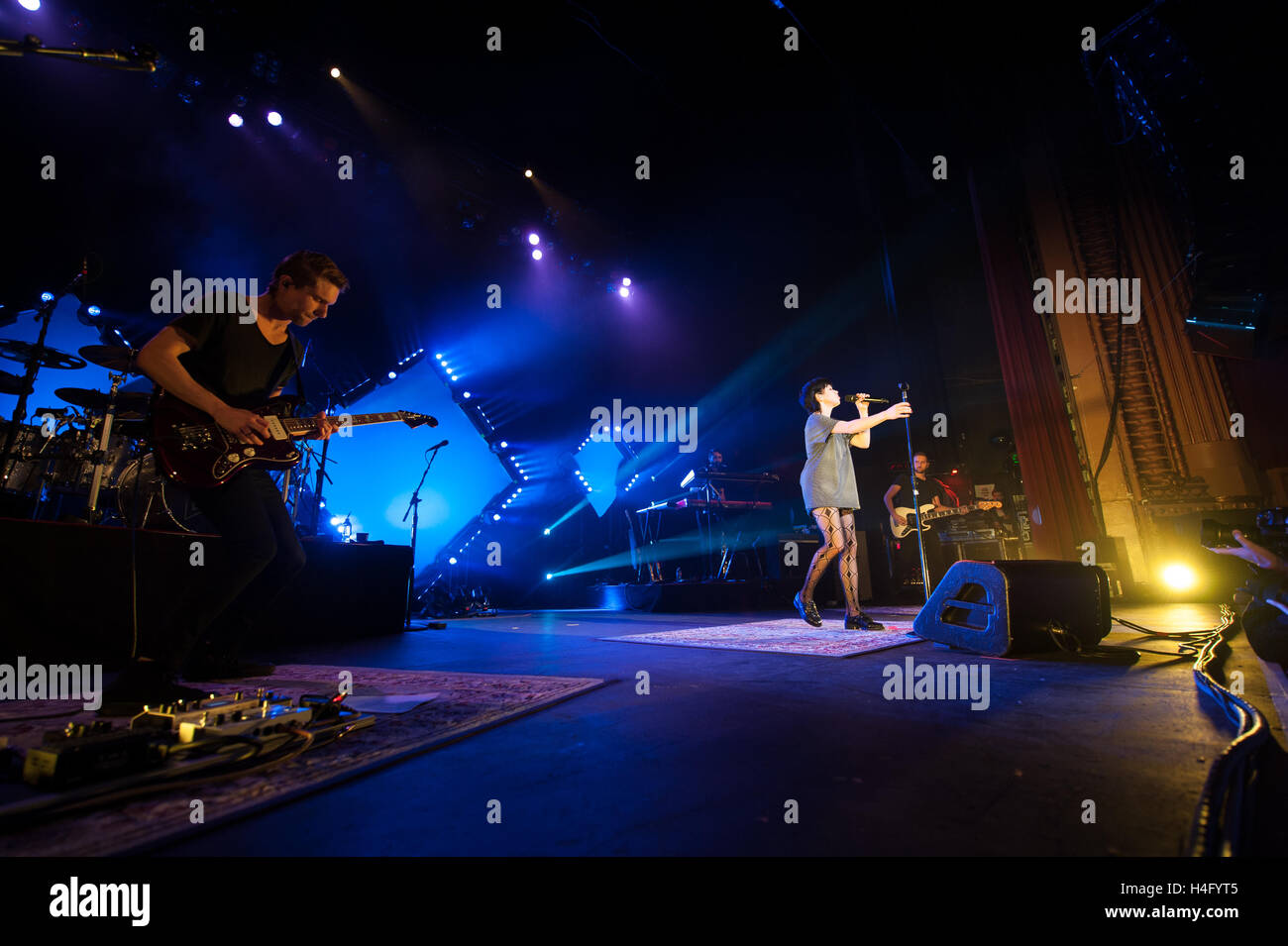 Tavish Crowe (l) plays guitar while Carly Rae Jepson sings at Noise Pop ...