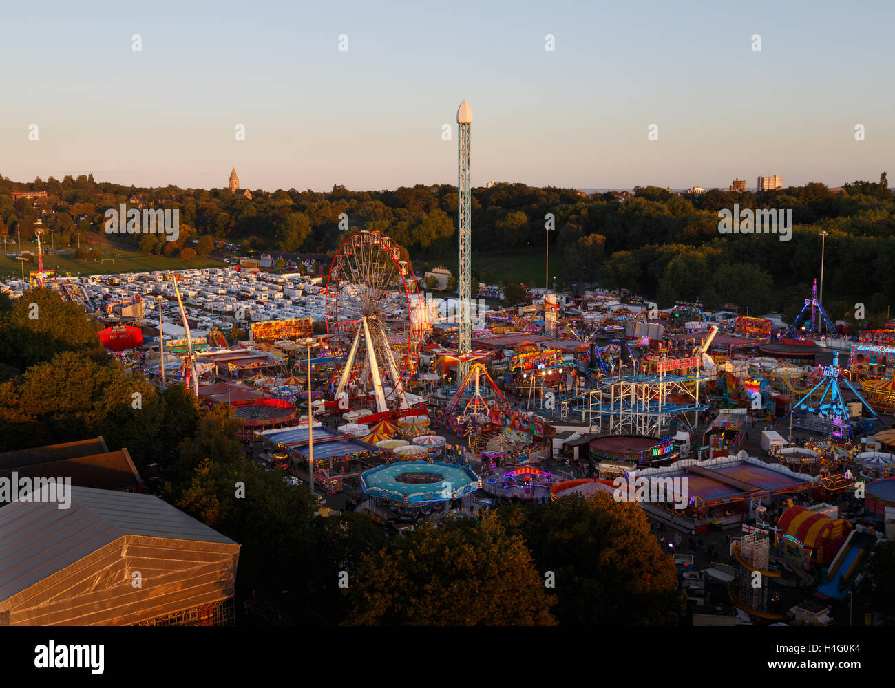 Goose Fair carnival on the Forest Recreation Ground, from a high ...