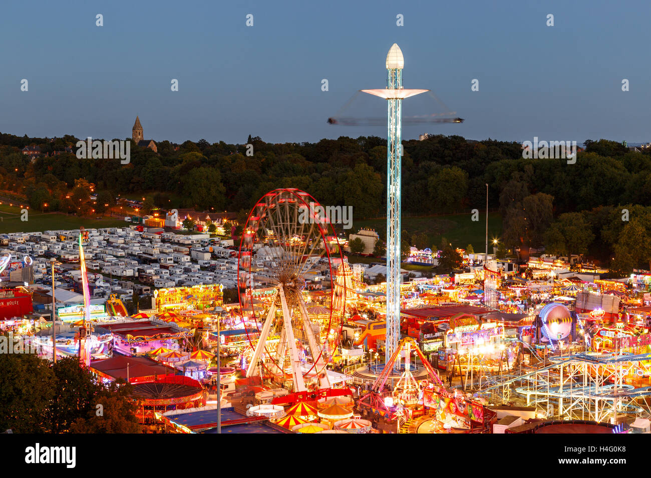 Goose Fair carnival on the Forest Recreation Ground, from a high ...