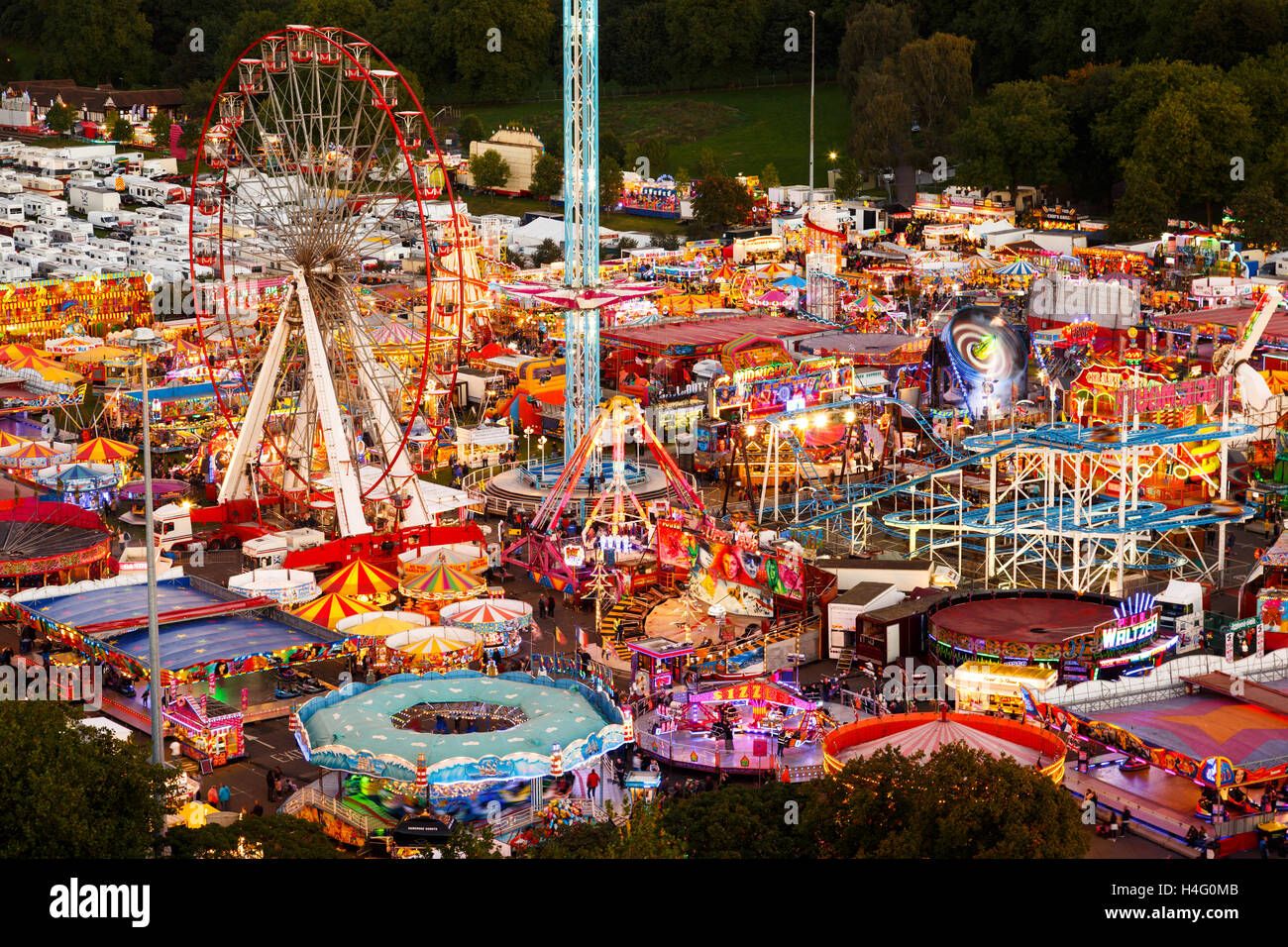 Goose Fair carnival on the Forest Recreation Ground, from a high ...