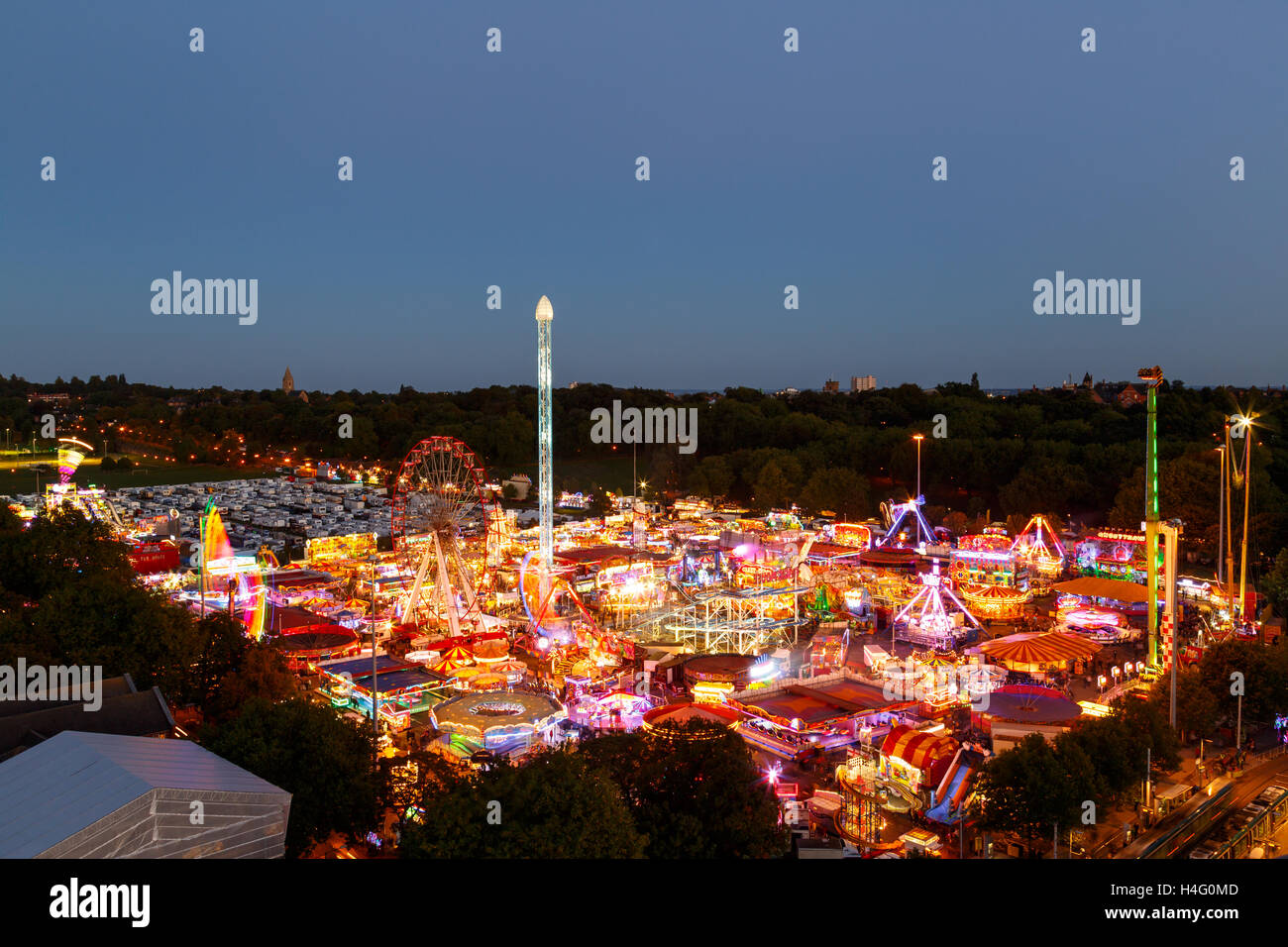 Goose Fair carnival on the Forest Recreation Ground, from a high ...