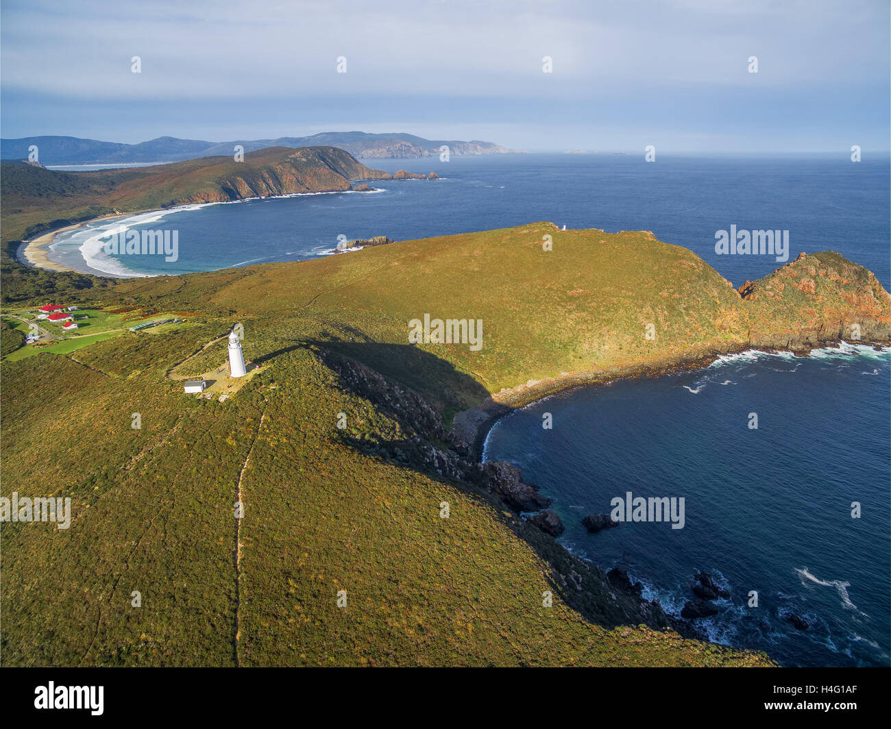 Aerial view of South Bruny National Park and Lighthouse. Bruny Island ...