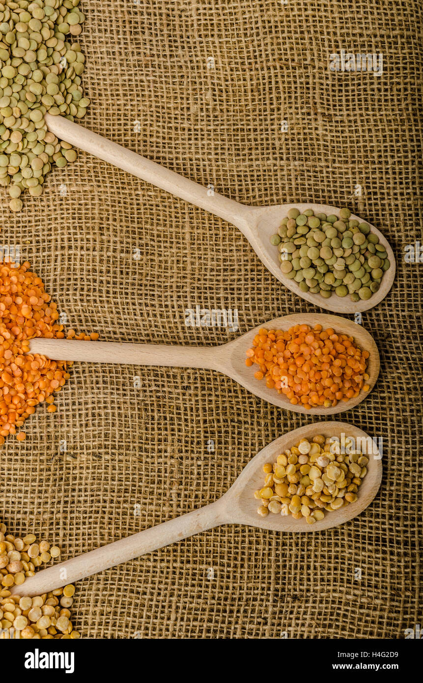 Variations lentils, lentils bio, product stock photo Stock Photo - Alamy