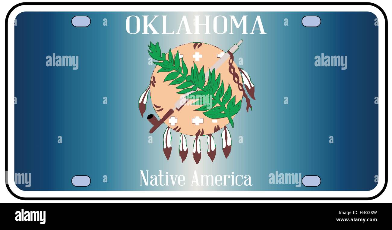 Oklahoma state license plate in the colors of the state flag with the ...