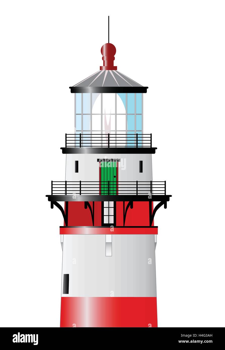 Top of a lighthouse isolated against a white background Stock Vector ...
