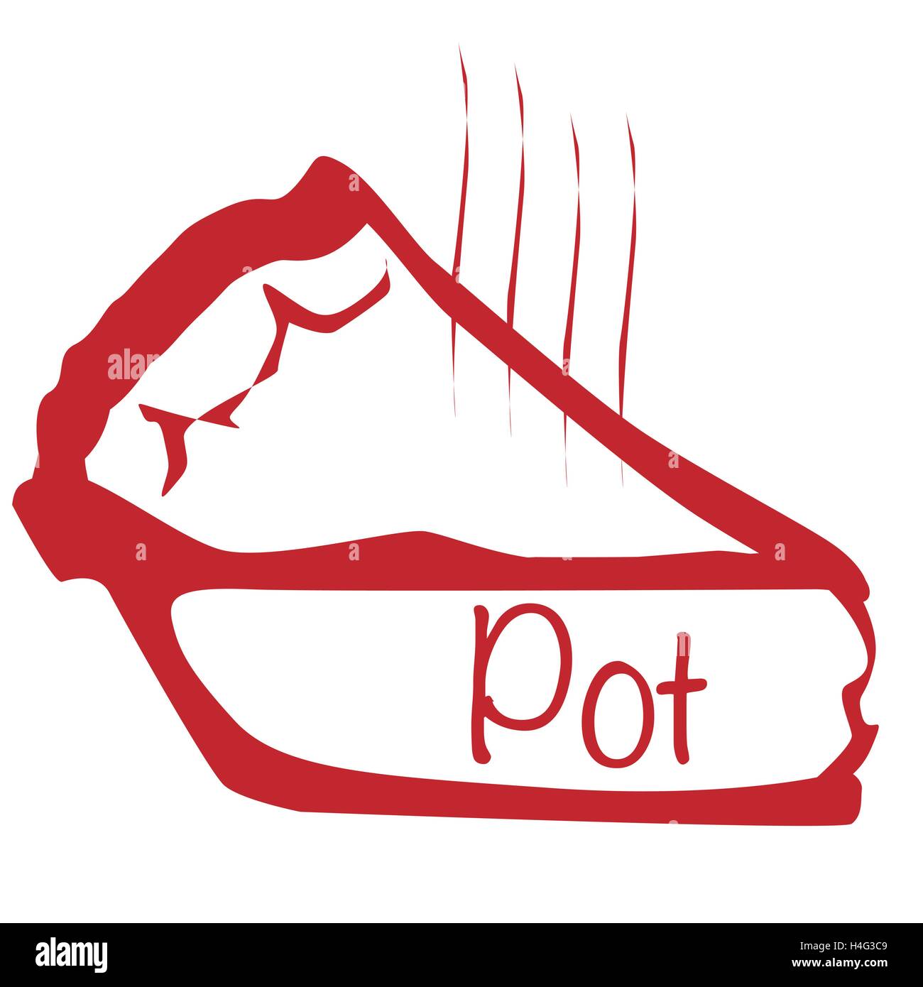 Cartoon depiction of a hot pot pie slice over a white background Stock ...