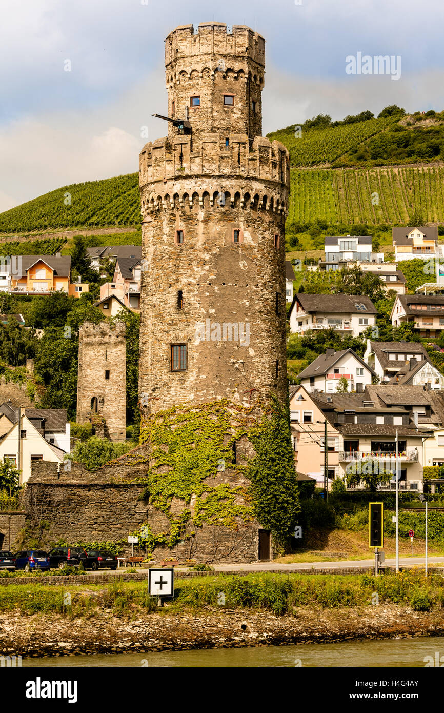 Medieval tower in Sankt Goar-Oberwesel, Rhineland-Palintate, Germany ...