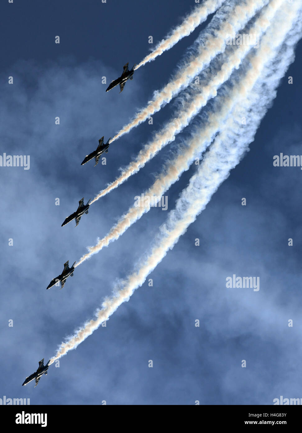 Baltimore, USA. 15th Oct, 2016. Planes of the U.S. Navy Blue Angels fly ...