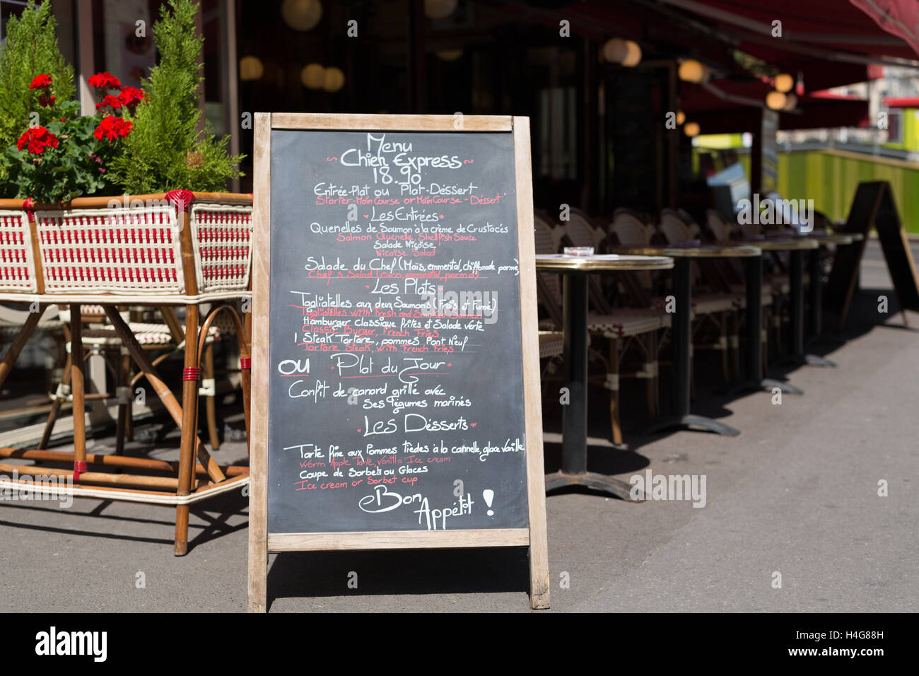 Paris, France : August 13, 2016 - Menu board outside a french ...