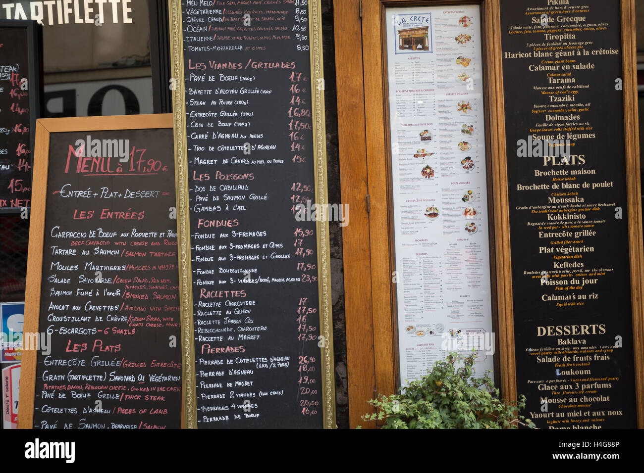 Paris, France : August 13, 2016 - Menu board outside a french ...