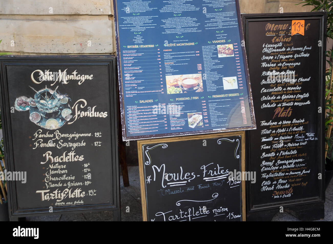 Paris, France : August 13, 2016 - Menu board outside a french ...