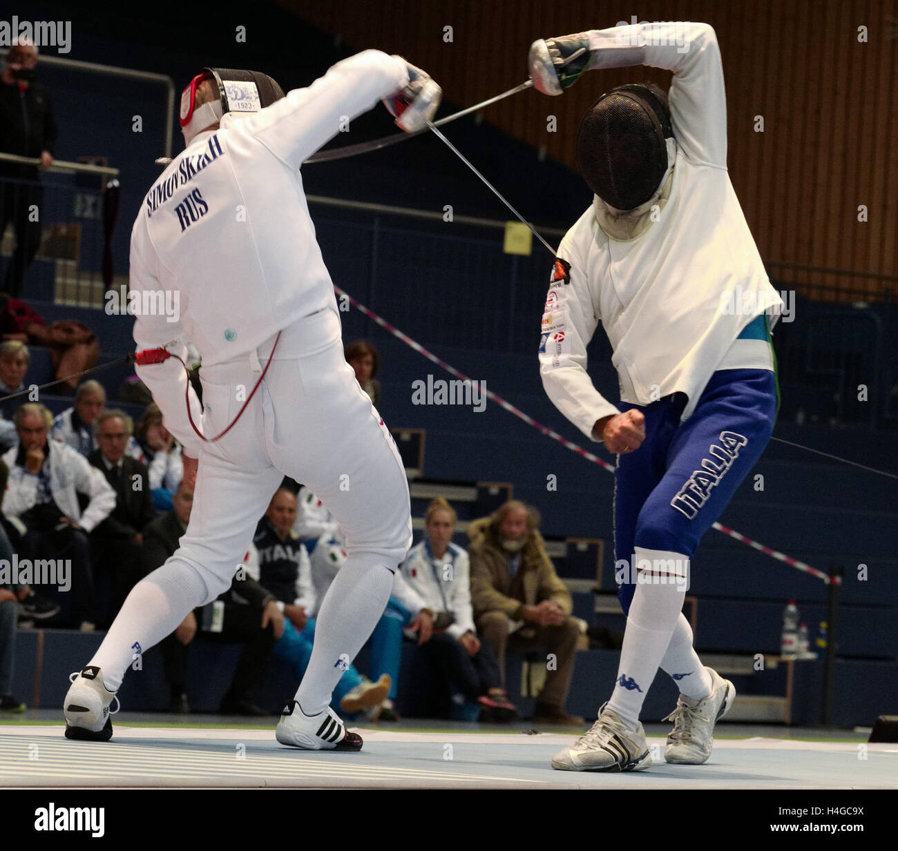 Stralsund, Germany. 14th Oct, 2016. Russian epee fencer Sergey ...