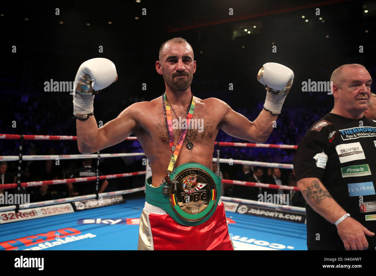Sean Dodd celebrates victory over Francesco Patera for the WBC ...