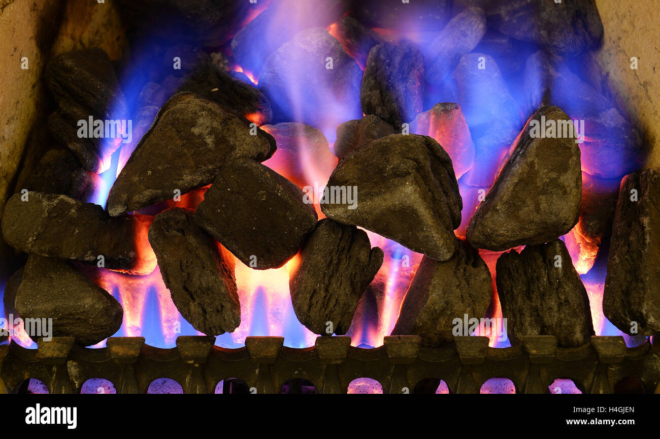 A gas fuelled fire in a home Stock Photo - Alamy
