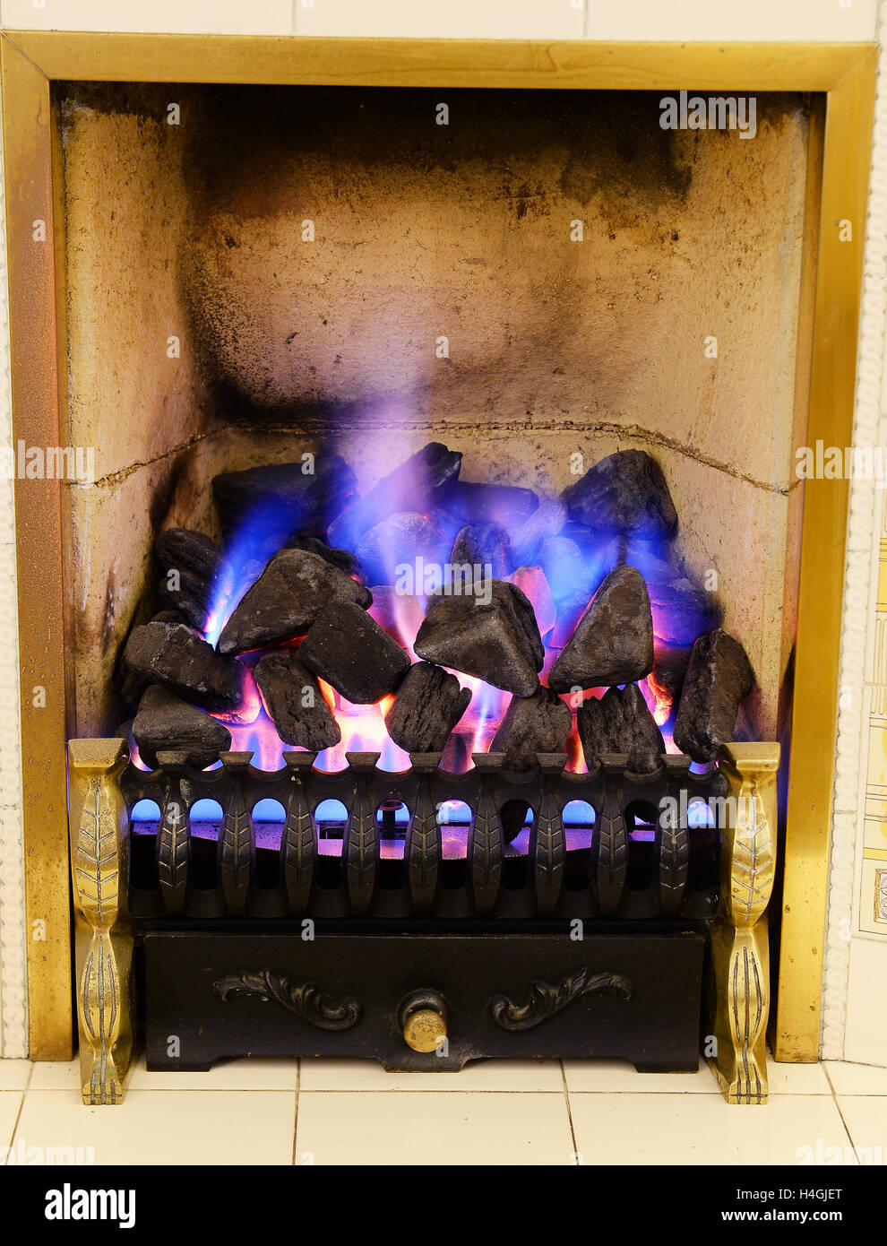 A gas fuelled fire in a home Stock Photo - Alamy