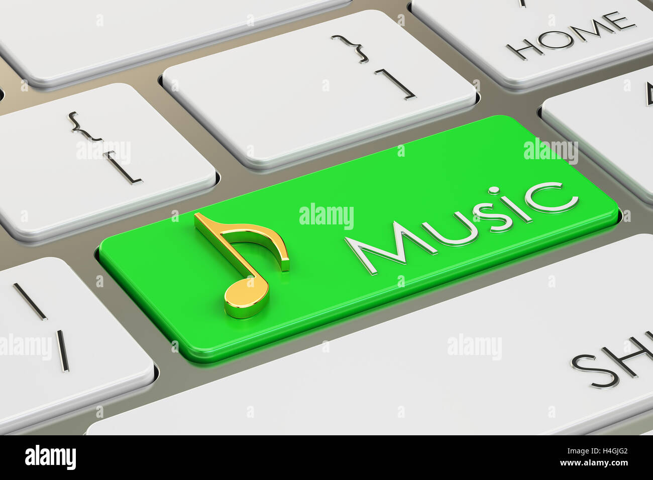 music button, key on keyboard. 3D rendering Stock Photo - Alamy