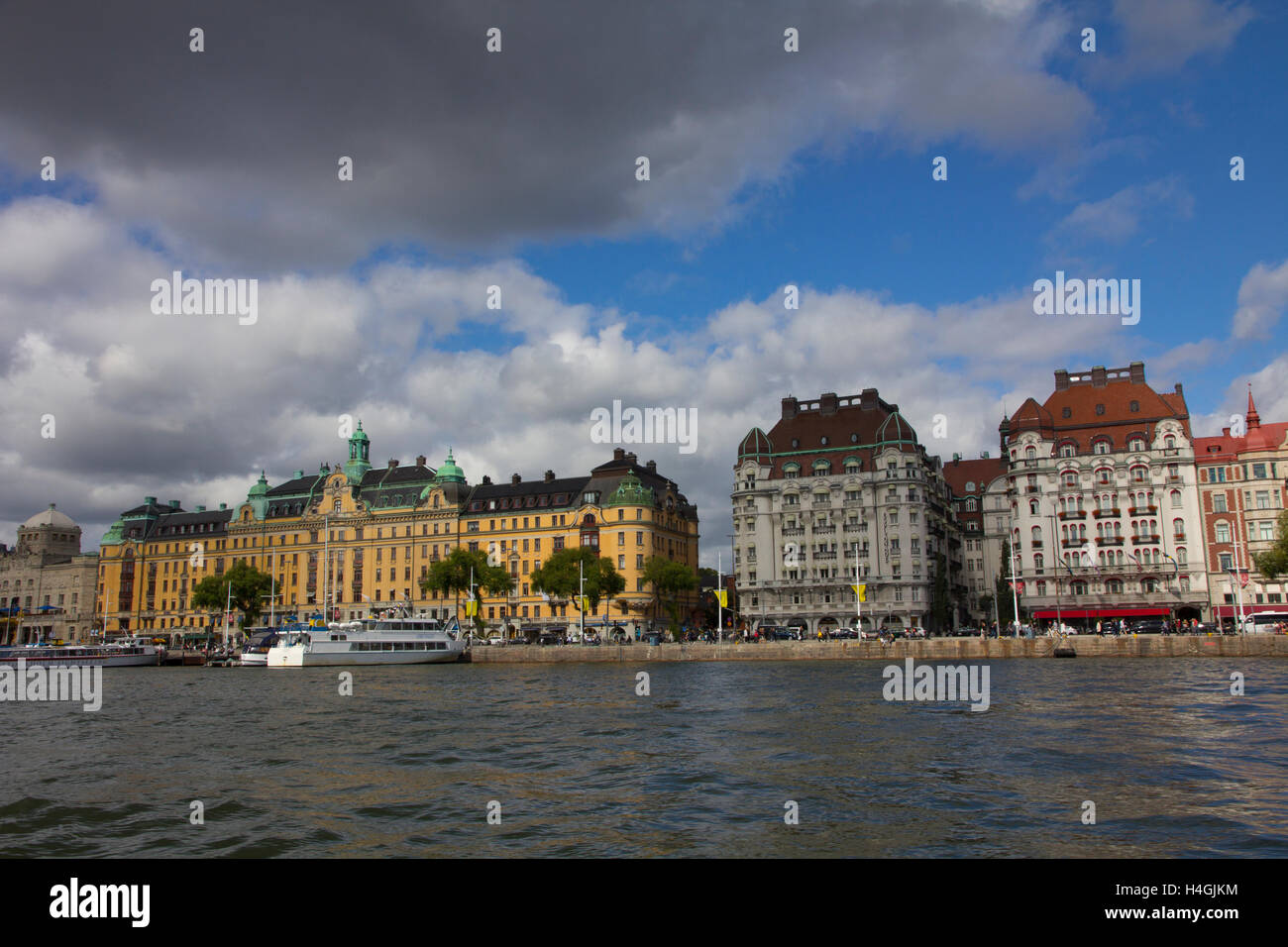 Waterfront scene on Lake Mälaren near the junction with the Baltic Sea ...