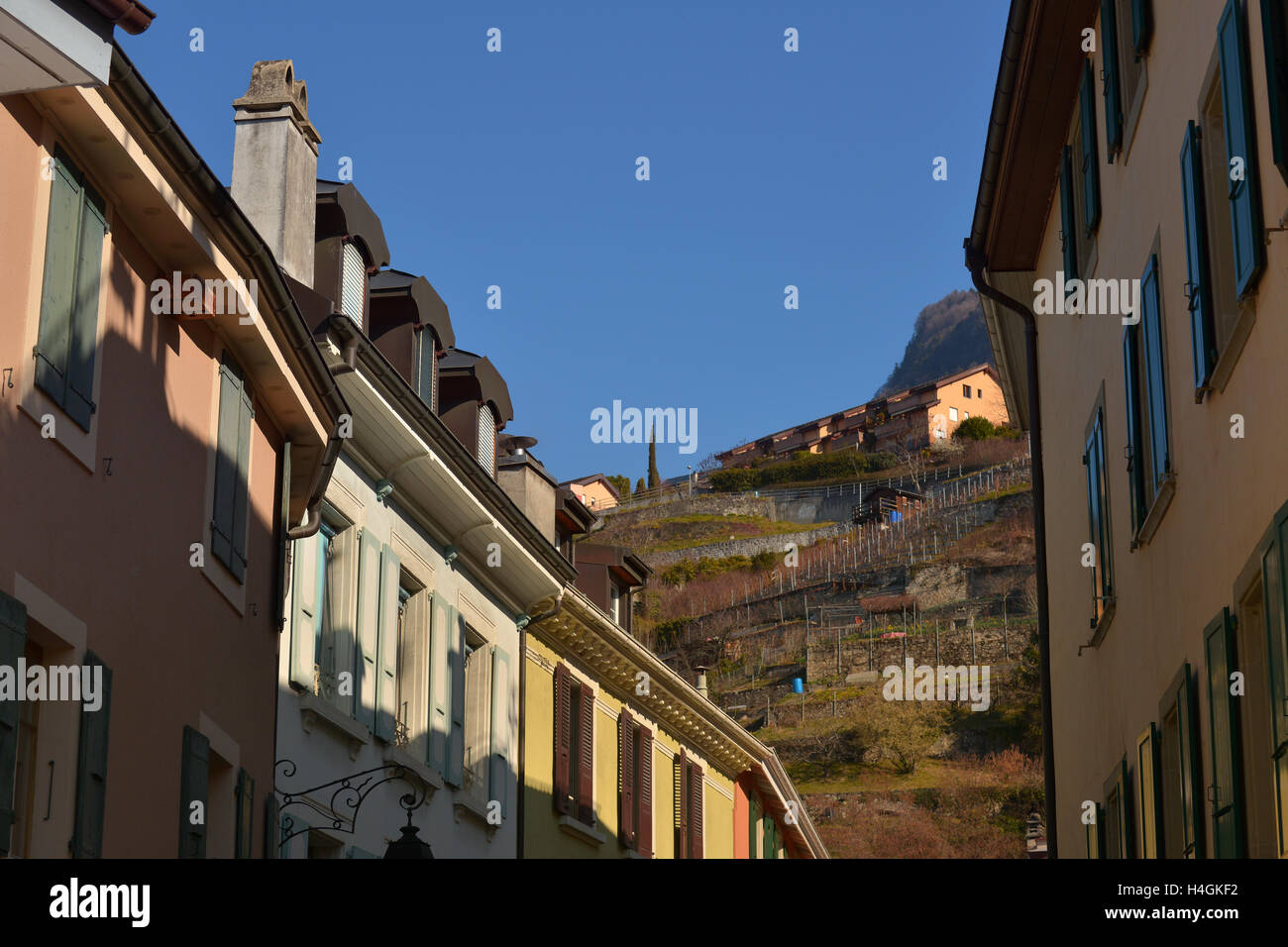 Switzerland Landscape : Old town in Montreux Stock Photo - Alamy
