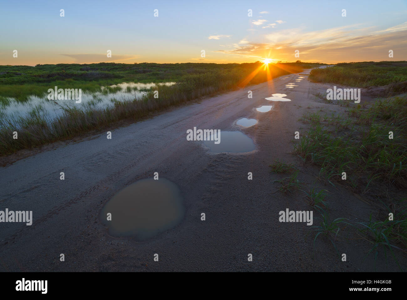 Sandy road in the sunset, Sakhalin Island, Russia Stock Photo - Alamy