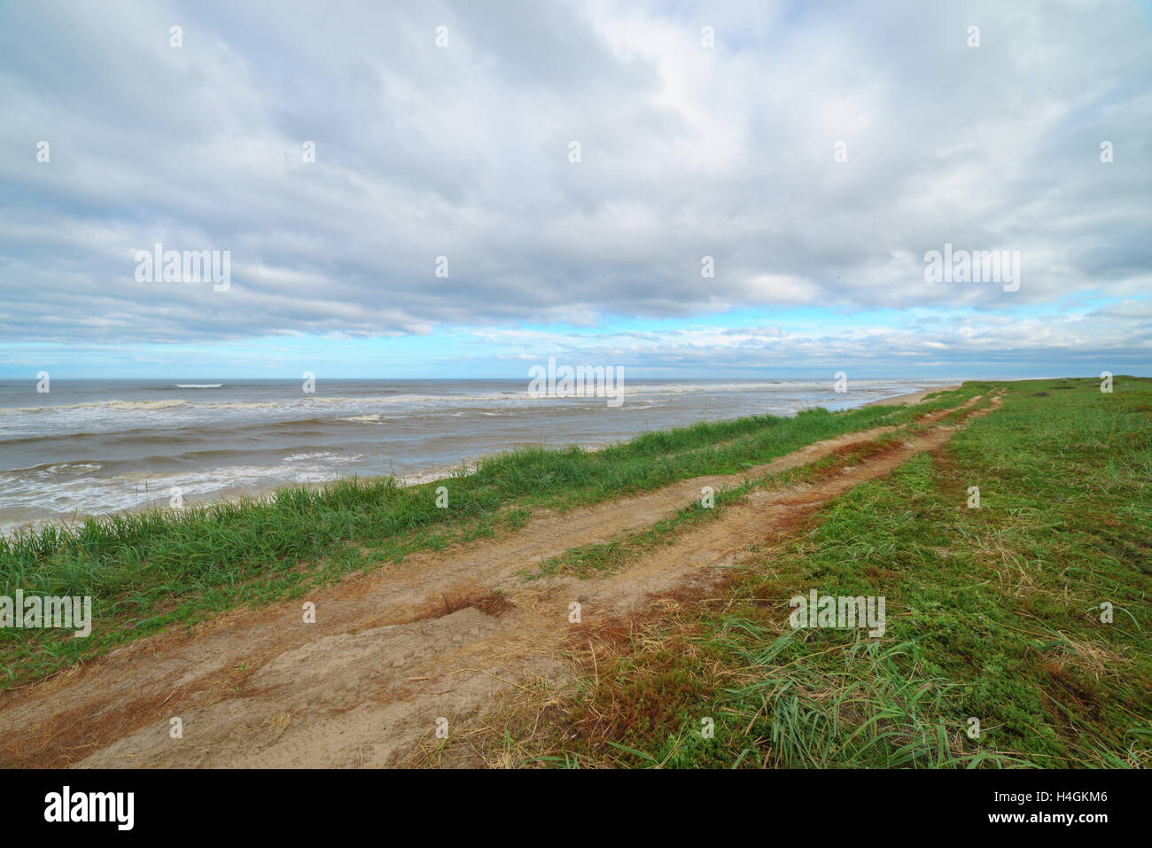 Sandy road in dismal weather, Sakhalin Island, Russia Stock Photo - Alamy