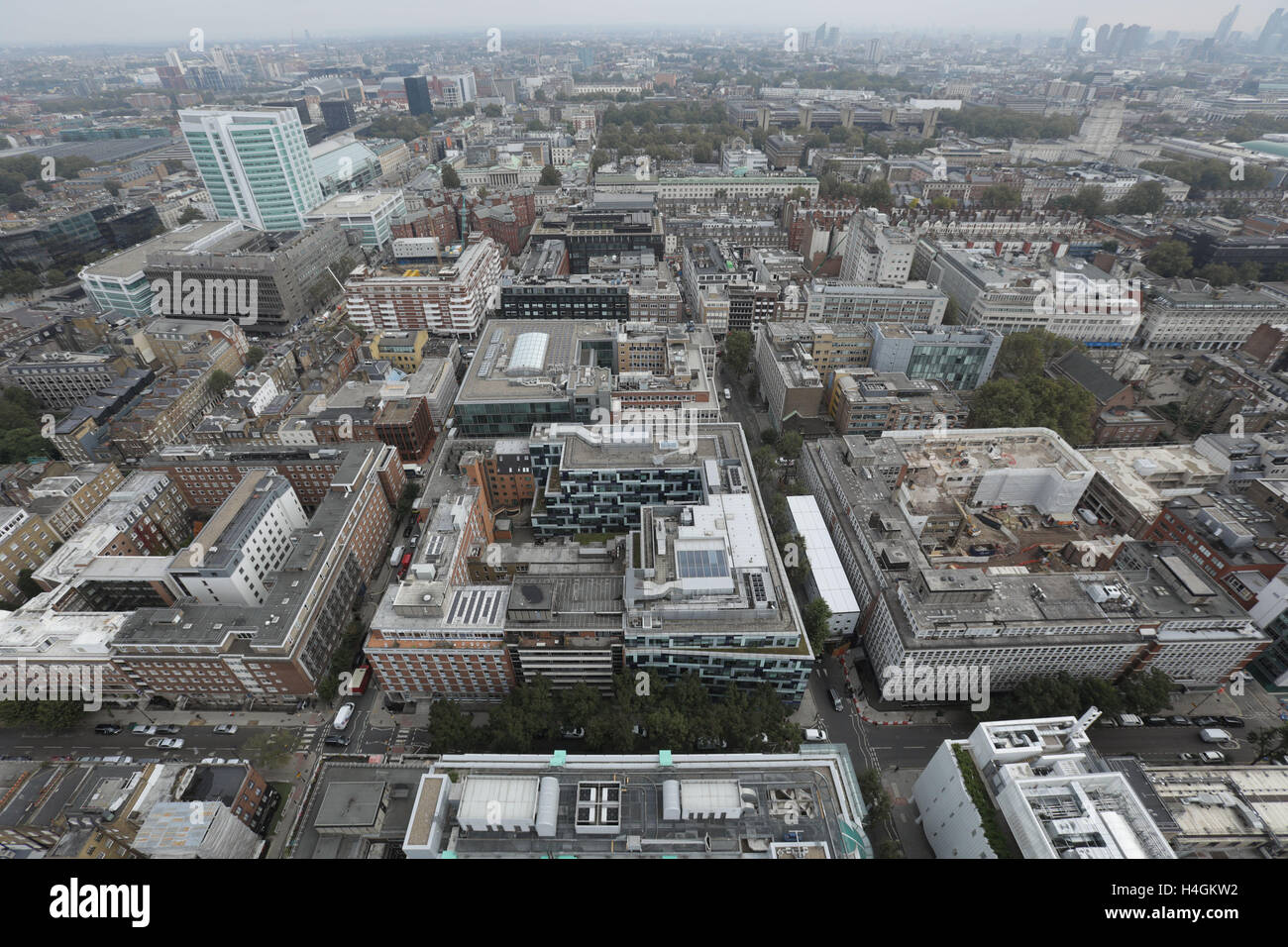 A view of buildings and houses in London, seen from the BT Tower, in ...