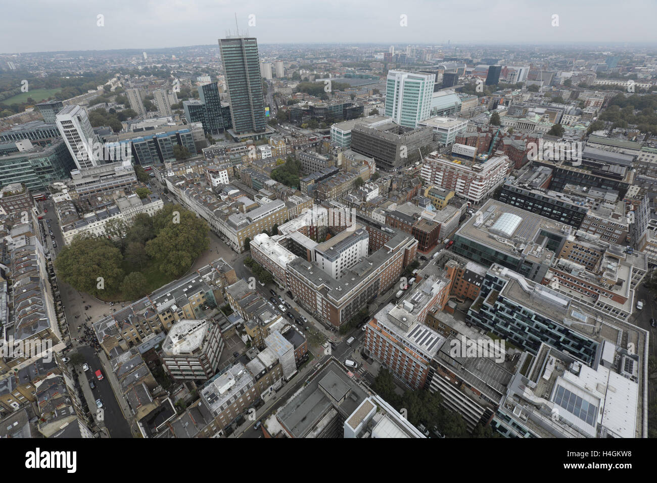 A view of buildings and houses in London, seen from the BT Tower, in ...
