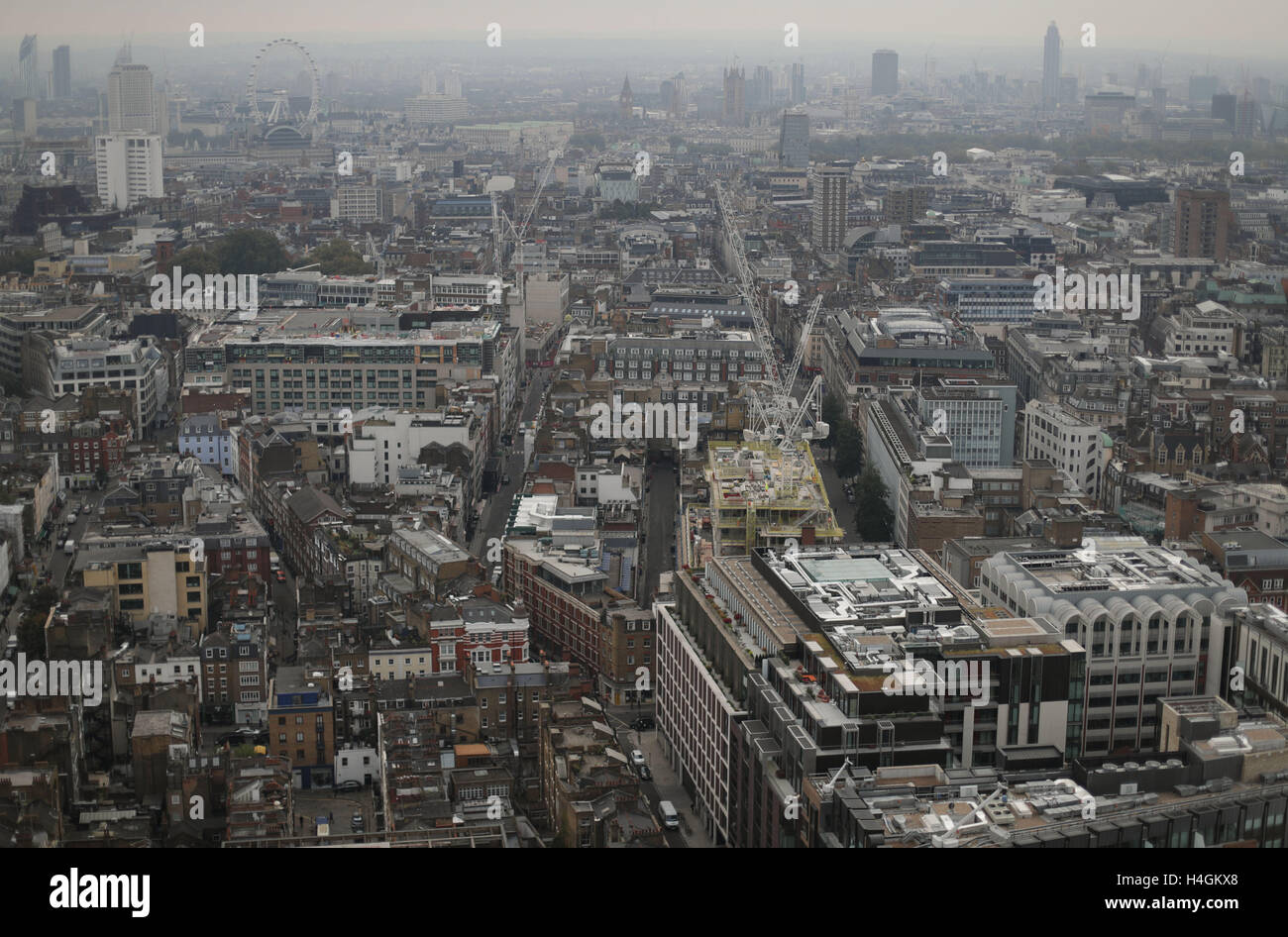 A view of buildings and houses in London, seen from the BT Tower, in ...