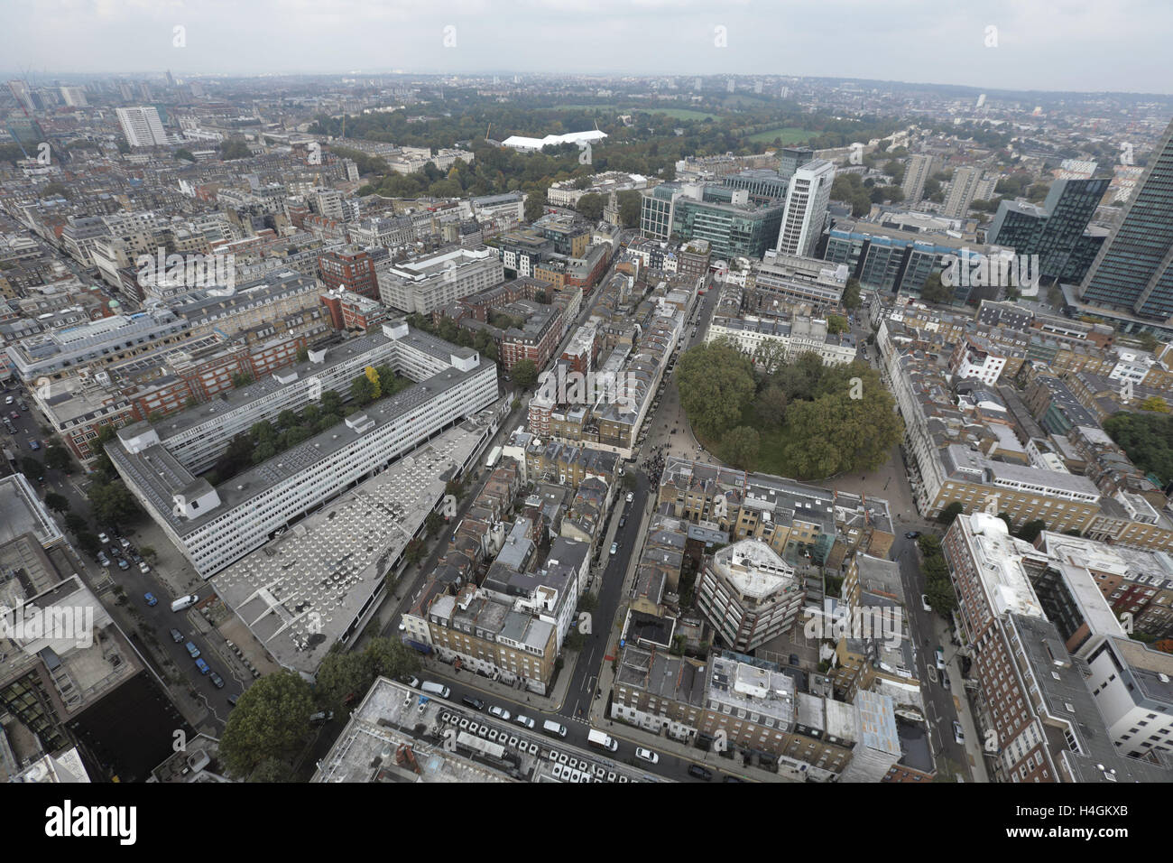 A view of buildings and houses in London, seen from the BT Tower, in ...