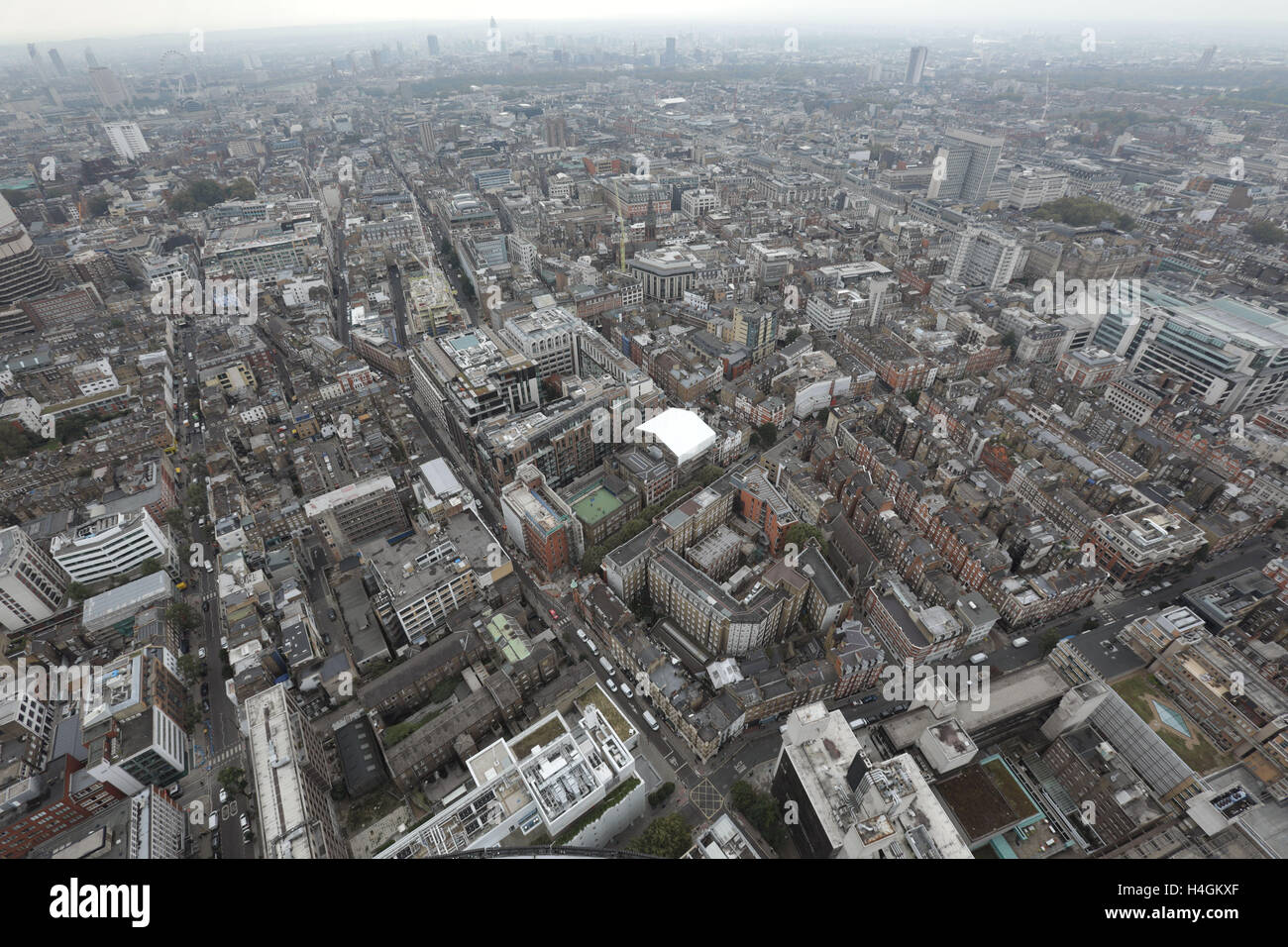 A view of the buildings and houses of London looking south from the BT ...