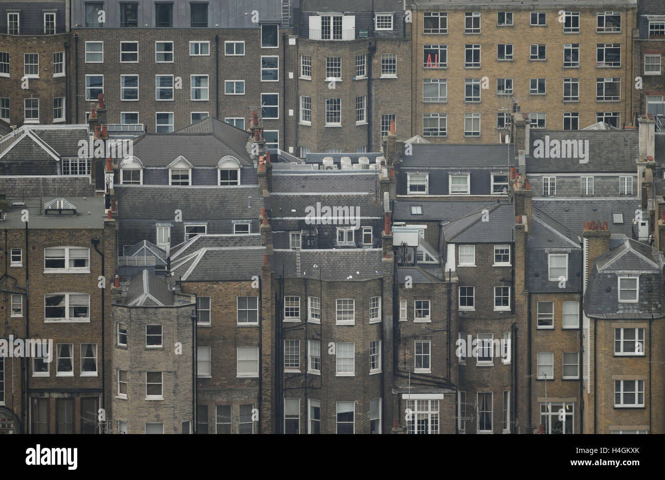 A view of buildings and houses in London, seen from the BT Tower, in ...
