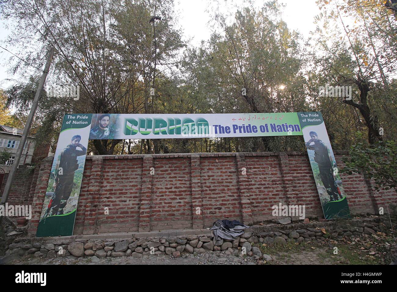 The hoarding which reads 'Burhan the pride of nation' is placed at the ...