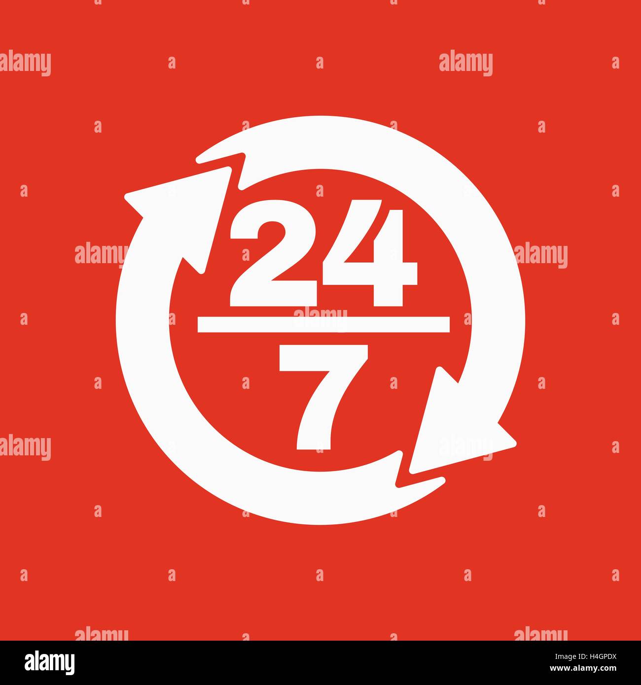 The 24 7 icon. Open and assistance, support symbol. Flat Stock Vector ...