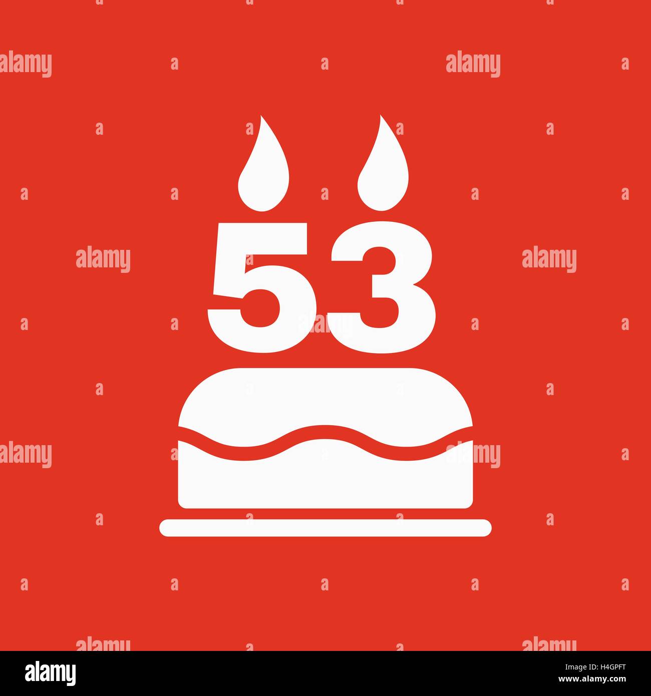 The birthday cake with candles in the form of number 53 icon. Birthday ...