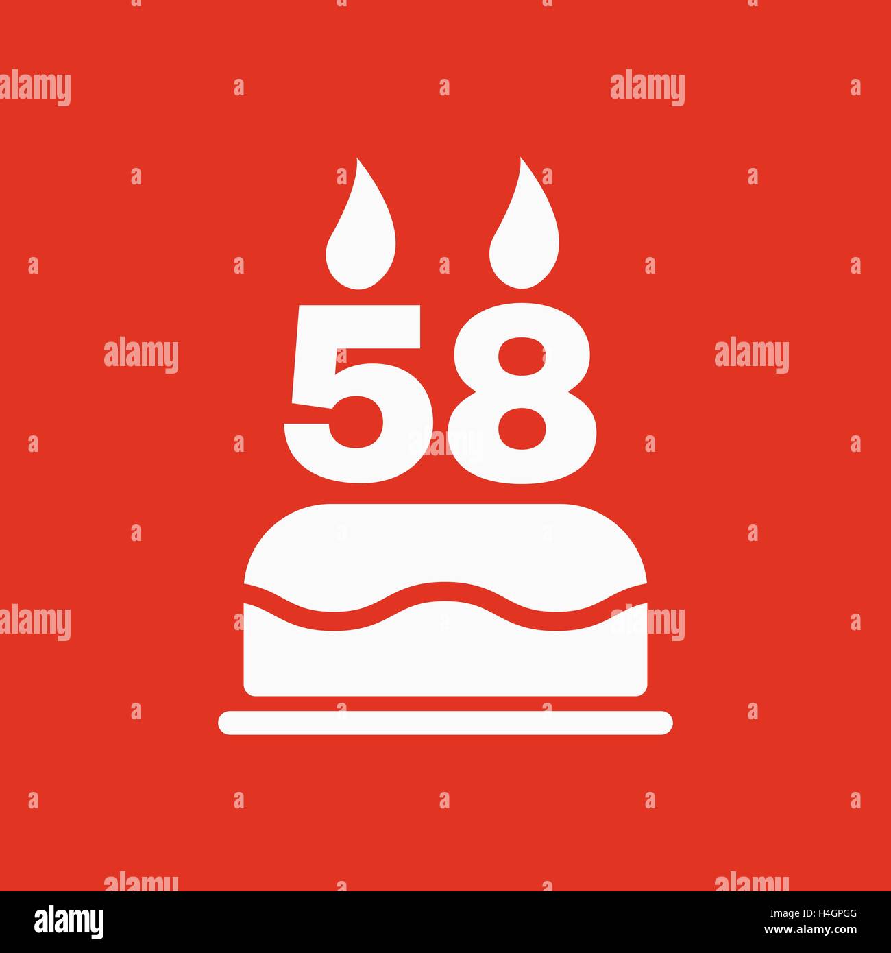 The birthday cake with candles in the form of number 58 icon. Birthday ...