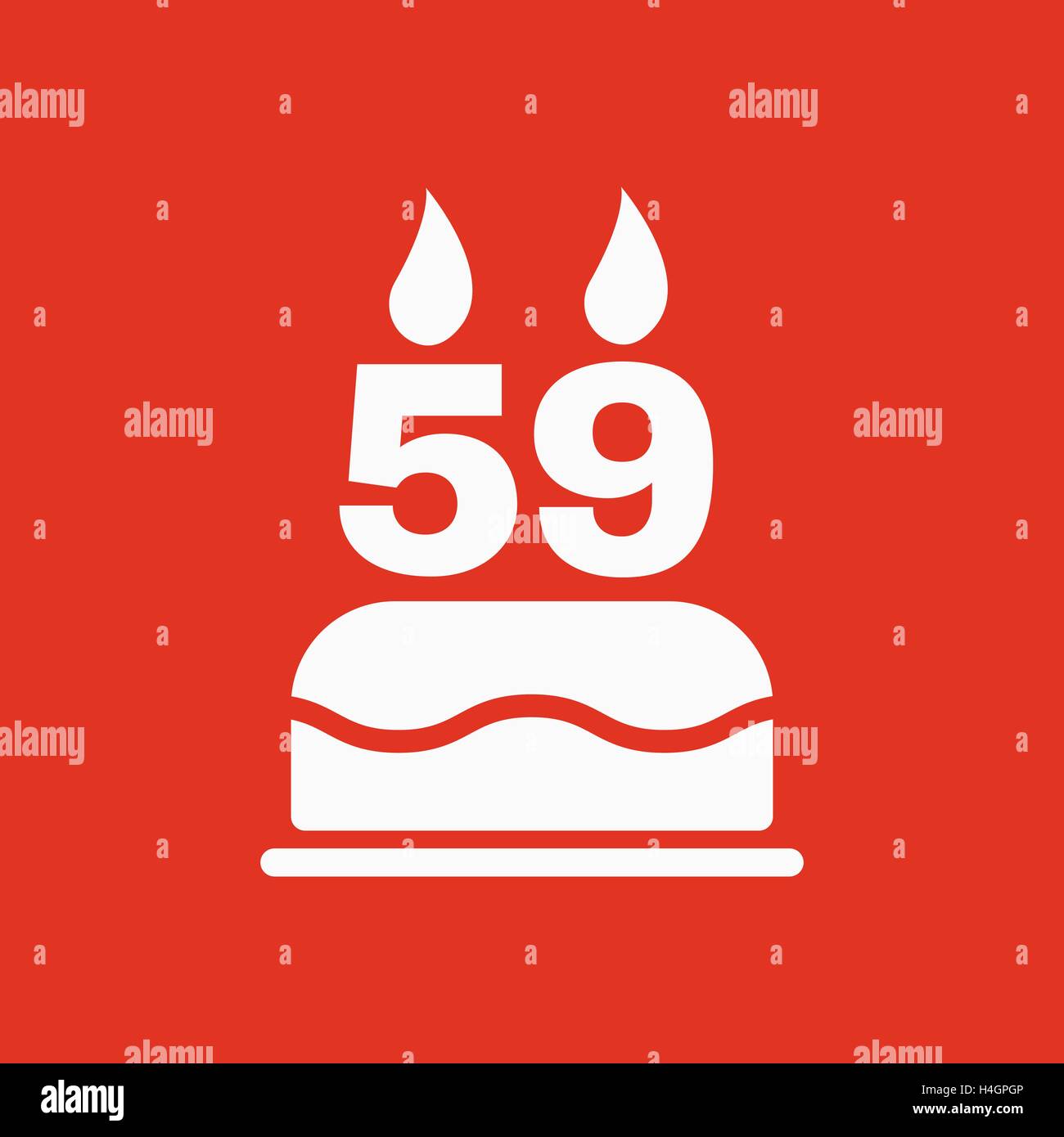 The birthday cake with candles in the form of number 59 icon. Birthday ...