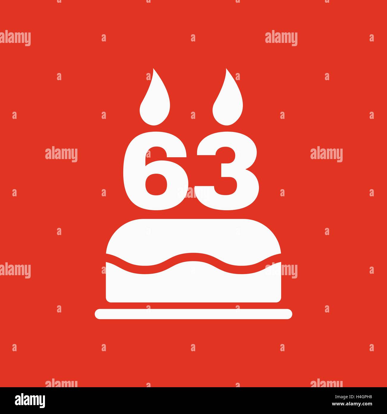 The birthday cake with candles in the form of number 63 icon. Birthday ...