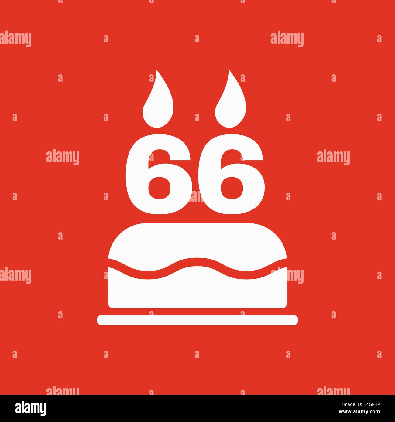 The birthday cake with candles in the form of number 66 icon. Birthday ...
