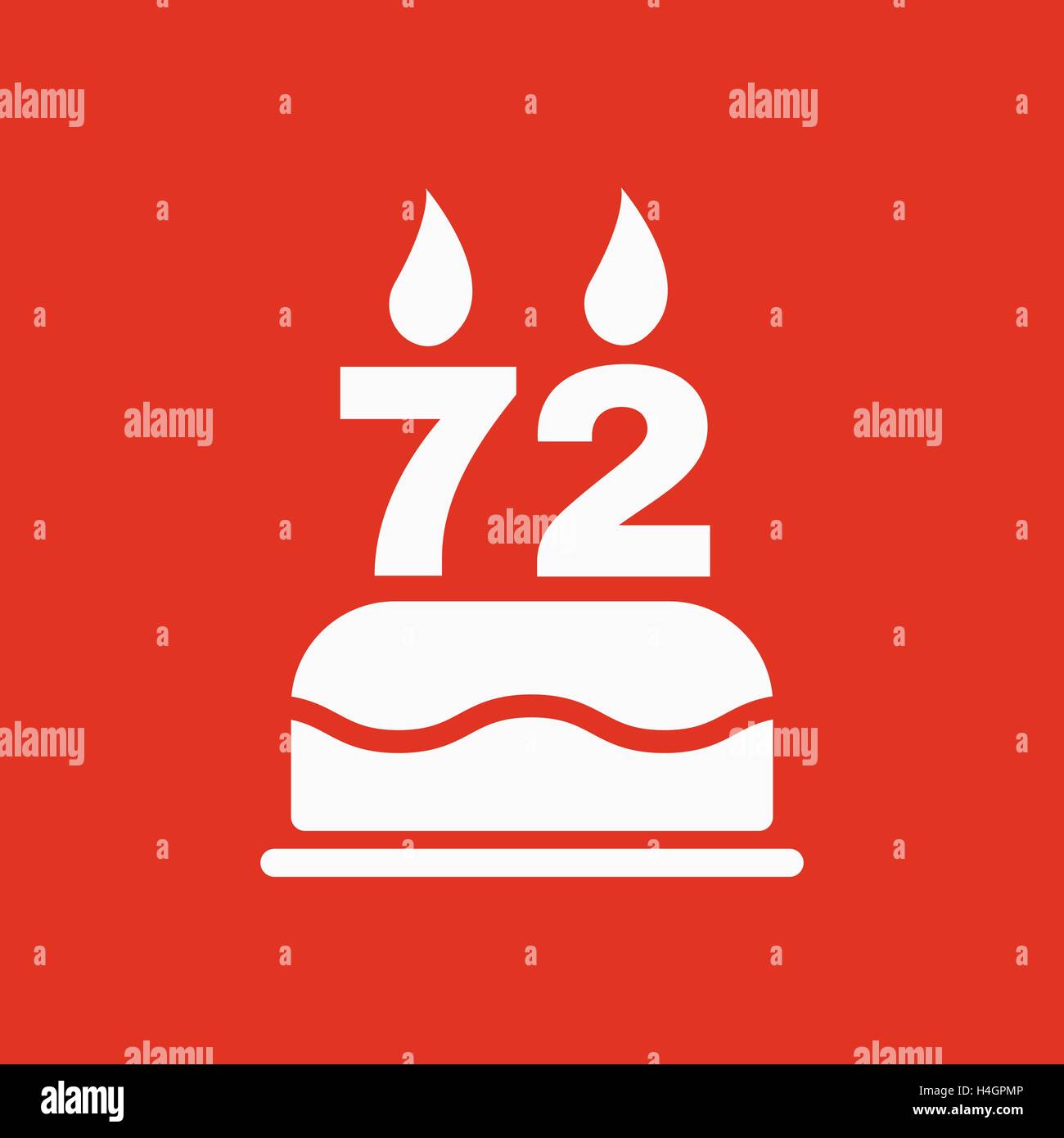 The birthday cake with candles in the form of number 72 icon. Birthday ...