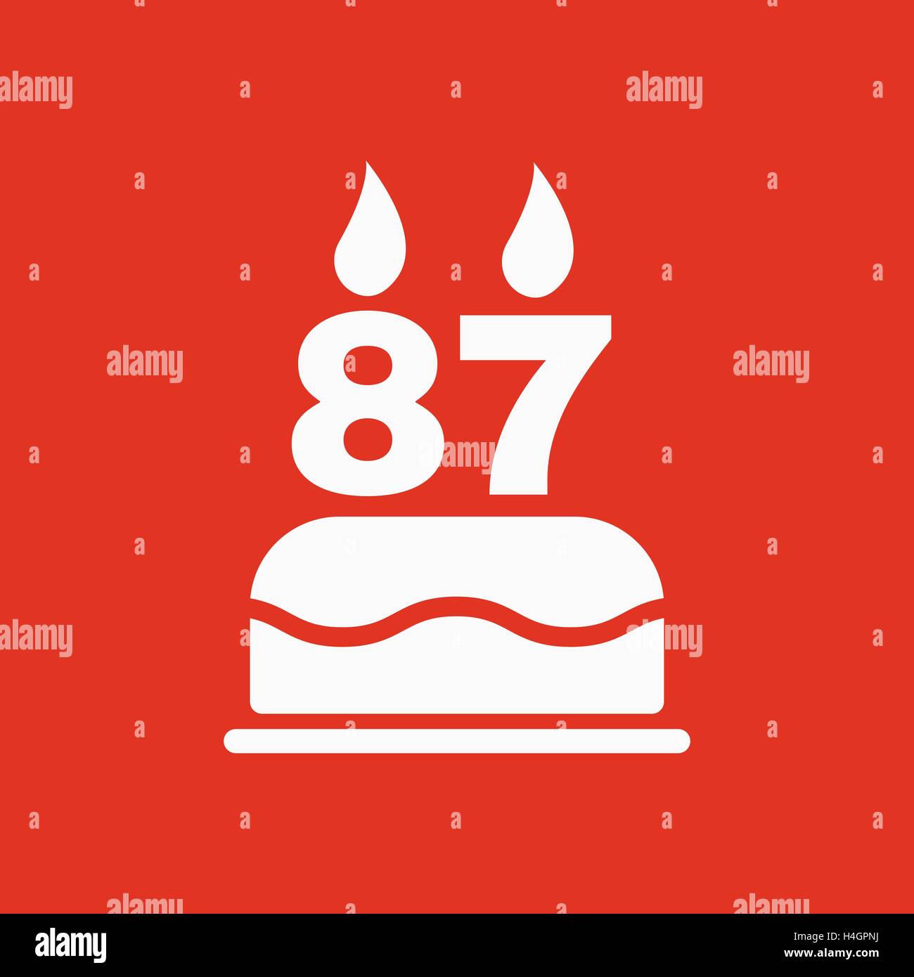 The birthday cake with candles in the form of number 87 icon. Birthday ...