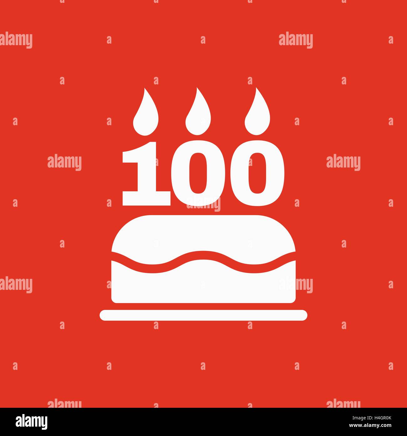 The birthday cake with candles in the form of number 100 icon. Birthday ...