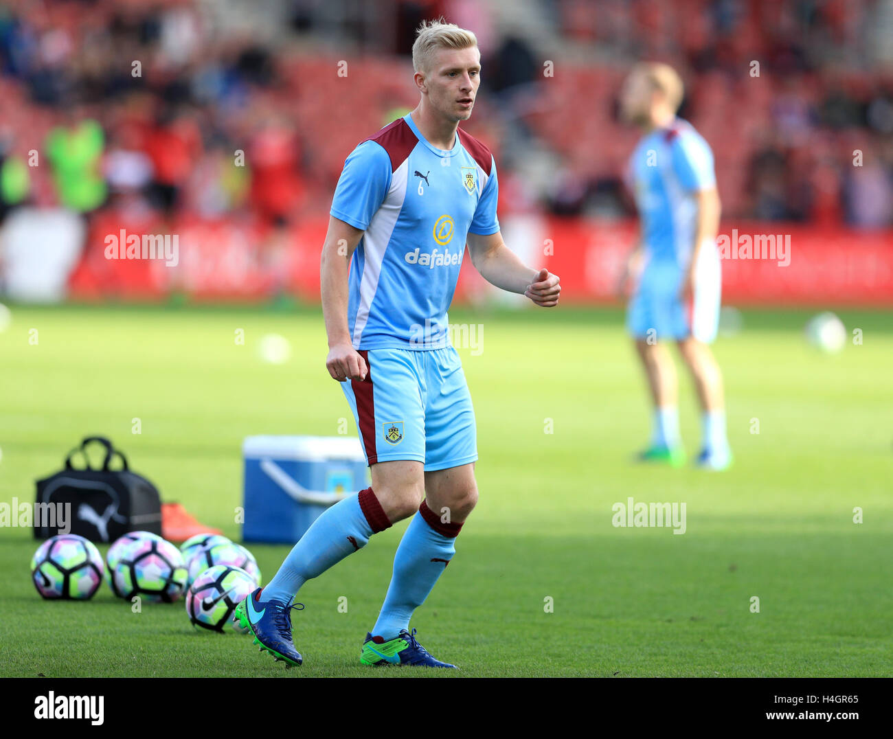 Burnley's Ben Mee during the warm up before the Premier League match at ...