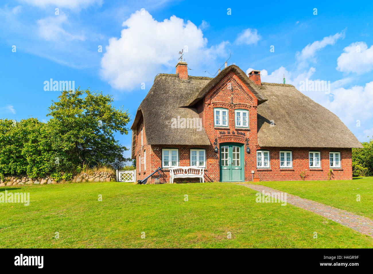 SYLT ISLAND, GERMANY - SEP 6, 2016: typical red brick Frisian house ...