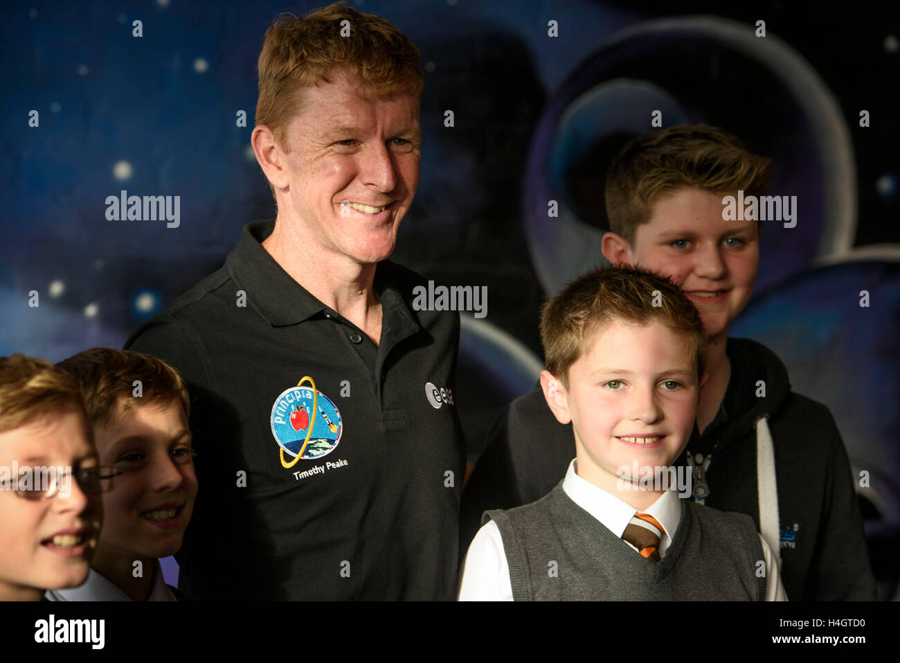 British astronaut Tim Peake during a visit to Clyde Space in Glasgow ...