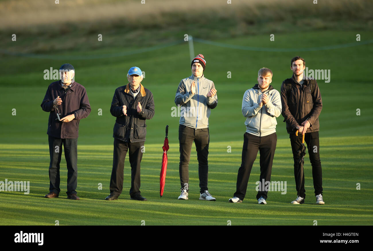 Spectators look on during day four of The British Masters at The Grove ...
