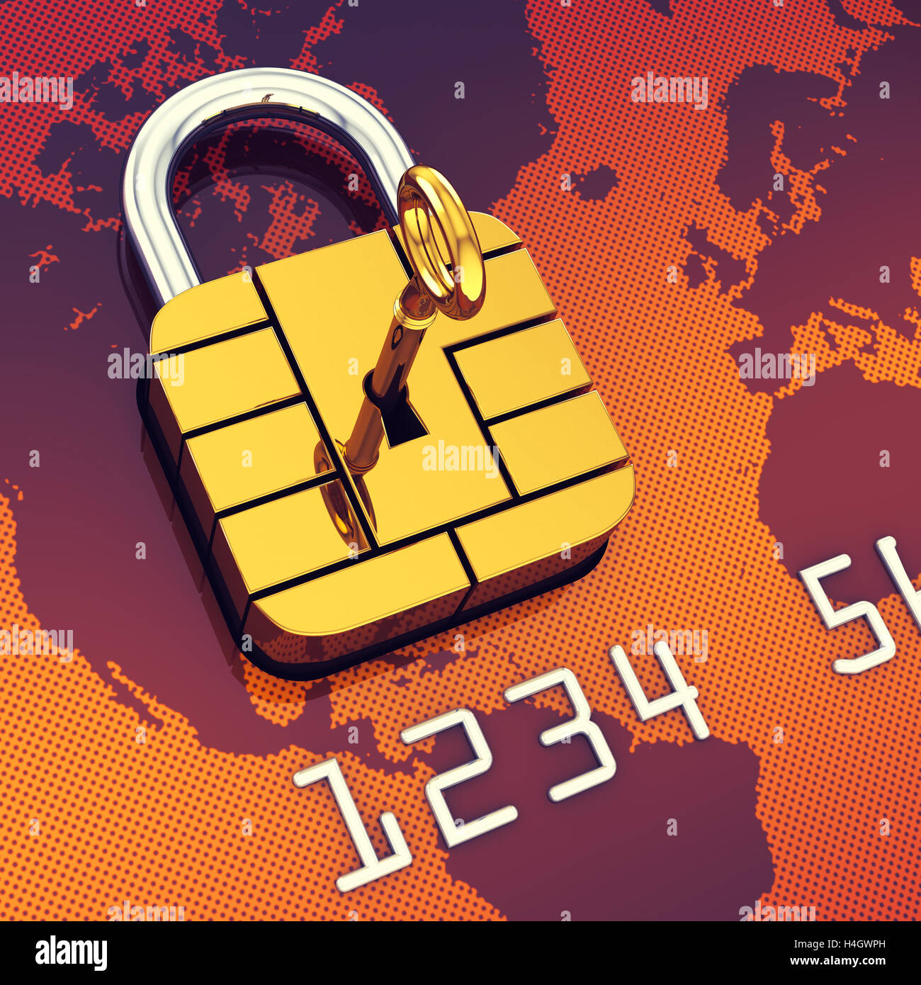 Credit card security chip as padlock , Safe online banking , Secure ...