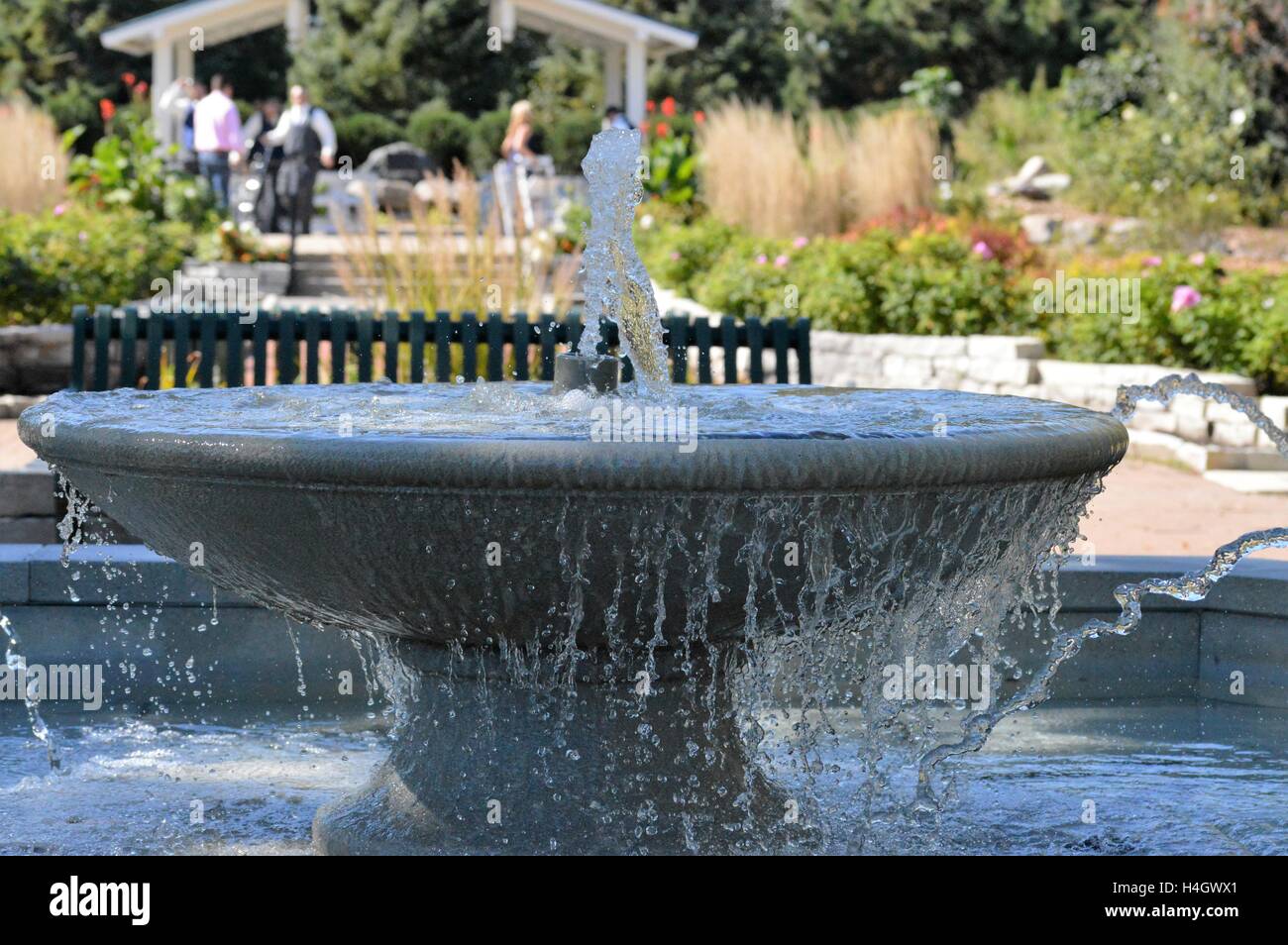 Water Fountain and Wedding Party Setting Up at the Park Stock Photo - Alamy